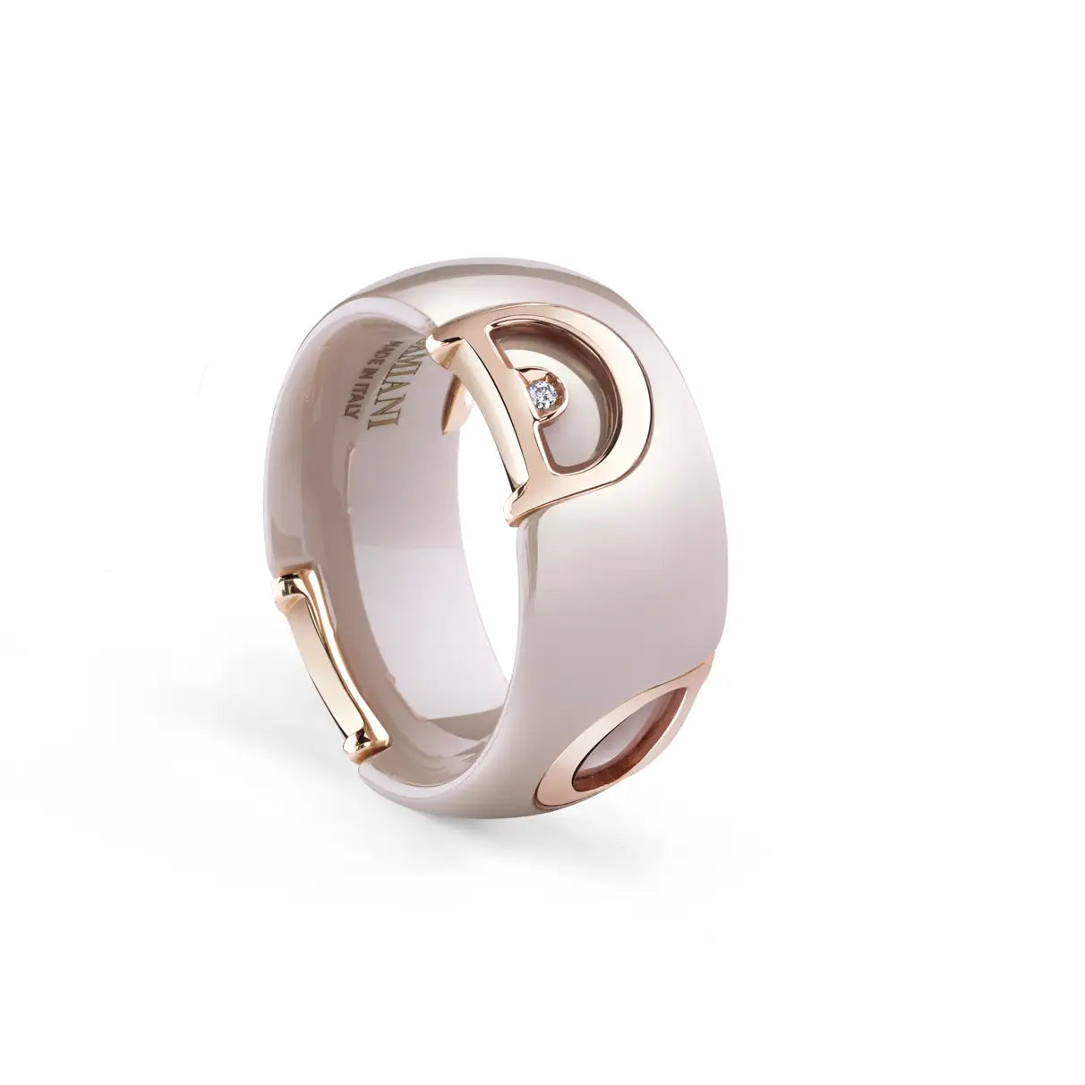 D.Icon cappuccino ceramic ring with gold and diamonds by Damiani ...